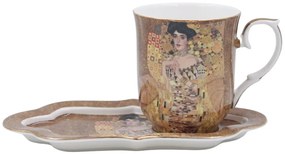 HOME ELEMENTS Porcelánový hrnek 360 ml s podtáckem, Klimt Adele