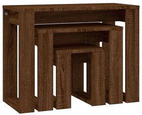 Hnízdové stolky 3 ks hnědý dub kompozitní dřevo - Default Title