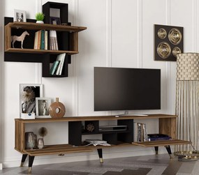 Televizní stolek KAUNAS 180 cm, lamino dezén lydia a matná černá