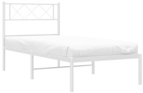 Kovový rám postele s čelem bílý 80 x 200 cm - Default Title