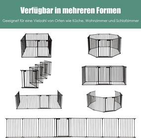 Costway 8 prvková ohrádka pro psa bariéra – 500 × 75 cm, černý