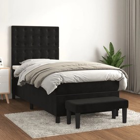Box spring postel s matrací černá 100x200 cm samet 3138069