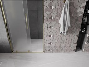 Mexen Velar L, posuvné sprchové dveře do otvoru 90 cm, 8mm sklo námraza, zlatá lesklá, 871-090-003-31-50