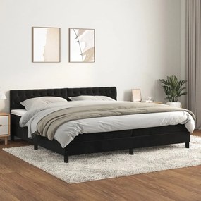 Box spring postel s matrací černá 200x200 cm samet