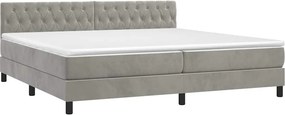 Box spring postel s matrací a LED světle šedá 200x200 cm samet 3134603