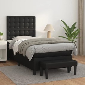 vidaXL Box spring postel s matrací 100x200 cm umělá kůže [3137648] Barva: Černá