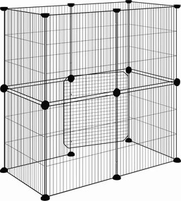 12panelová ohrádka pro zvířata s dvířky černá 70 x 35 x 70 cm ocel 3114036