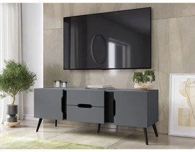 Moderní TV skříňka Motez 2D2S, Barva dřeva: šedá / šedá + černá