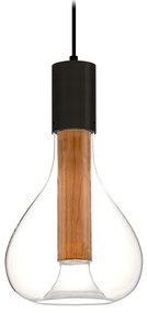 Unikátní závěsné svítidlo ve tvaru kapky Eris  Unikátní závěsné svítidlo ve tvaru kapky Eris Barva svítidla: Černá, Dekor: Přírodní třešňové dřevo