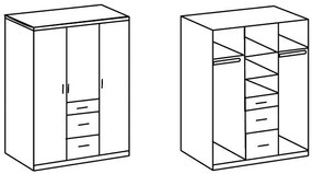 Šatní skříň Cariba, 135 cm, dub san remo/bílá