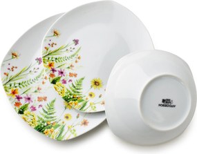 Porcelánová jídelní sada LEA Gelb 18 ks bílá/zelená