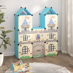 Dětská modulární skříň s 8 úložnými boxy modrá PP 340583