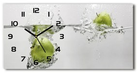 Wallmuralia Skleněné hodiny na stěnu Jablko pod vodou 60x30 cm