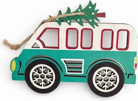 Dřevěná vánoční ozdoba autobus 12 × 9,5 cm, k zavěšení