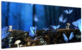 Obraz - modří motýli (100x40cm)