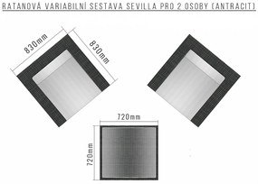 DEOKORK Ratanová variabilní sestava SEVILLA  pro 2 osoby (antracit)
