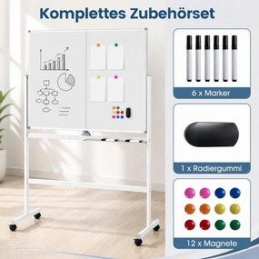 Costway Oboustranná magnetická tabule 120 × 90 cm na stojanu, černá