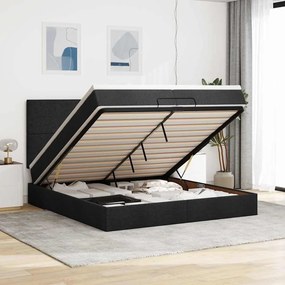 Osmanský rám postele s matrací černý 200x200cm textil 3313950
