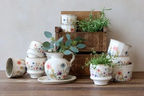 Béžový antik keramický podnos s květy Fleurville - 25*18*2 cm