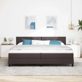 Postel s boxspringem s čelo Tmavě hnědá 200 x 200 cm textil 3338793