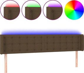 Čelo postele s LED tmavě hnědé 163 x 16 x 78/88 cm textil 3123679