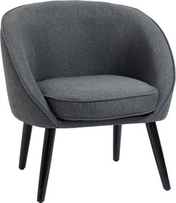 HOMCOM lounge křeslo koktejlové čalouněné křeslo kancelářské křeslo křeslo do obývacího pokoje křeslo do jídelny moderní s lněným vzhledem dřevo šedé…