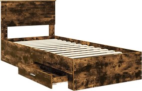 Rám postele s čelo Kouřový dub 90 x 190 cm Kompozitní dřevo 3410953