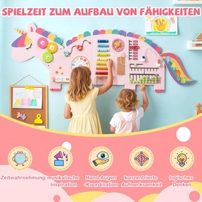 Costway 11 v 1 Unicorn Activity Wall pro raný vývoj Busy Board Panely