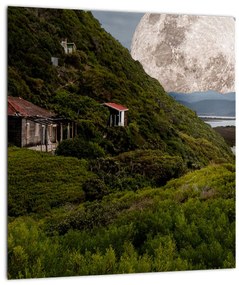 Obraz krajiny s měsícem (30x30 cm)