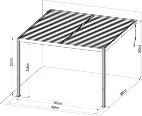 Bioklimatická pergola G21 Trenton 4x4 m, antracitová hliníková