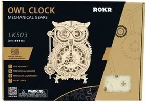 RoboTime 3D dřevěné mechanické puzzle Soví hodiny / od 14 let / 161 dí