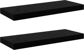Plovoucí nástěnné police 2 ks lesklé černé 60x23,5x3,8 cm MDF 323770