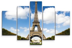 Sablio Obraz - 5-dílný Eiffelova věž - 125x90 cm