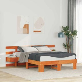Rám postele s čelo Hnědá 120 x 200 cm Masivní borové dřevo 3385693