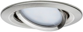 Paulmann 93877 Premium LED Slim Coin Satin, náklopná zápustná bodovka 1x6,8W LED 2700K stmívatelná, kartáčovaný kov, prům. 8,4cm