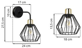 Nástěnné svítidlo Nuvola 5, 1x černé drátěné stínítko, g