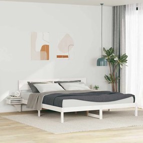 Rám postele s čelo Bílá 200 x 200 cm Masivní borové dřevo 3385749