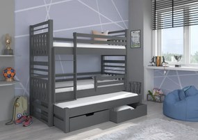 Třílůžková patrová postel HIPPO 180x80