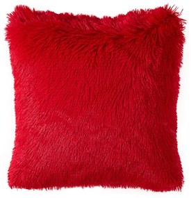 Útulný plyšový povlak na polštář s dlouhým chlupem 43 x 43 cm Barva: Červená