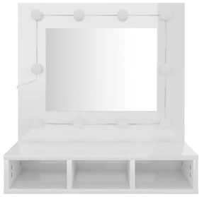 Petromila Zrcadlová skříňka s LED bílá s vysokým leskem 60 x 31,5 x 62 cm