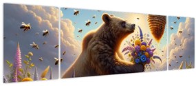 Obraz - Medvěd a včelky (170x50 cm)