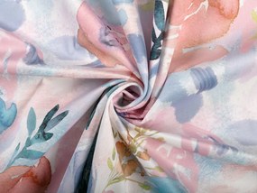 Biante Sametový povlak na polštář Tamara TMR-030 Růžovo-modré akvarelové květy 45 x 45 cm