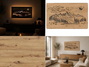 Li-Go "Hory" světelný obraz s baterií a pohybovým čidlem 80x45cm provedení povrchu: dub světlý