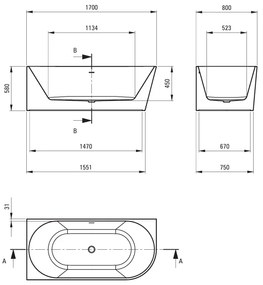Deante Silia, volně stojící rohová vana 170x80 cm, levá, bílá lesklá, DEA-KDS_017L