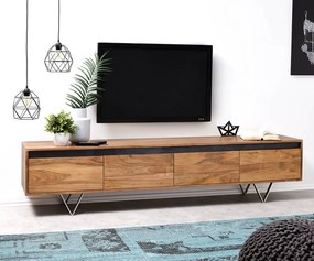 TV stolek Stonegrace 200 cm akácie přírodní břidlice 4 zásuvky