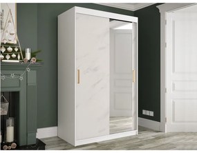 Skříň s posuvnými dveřmi Nonnus 120 T2, Úložný prostor: ano, Barva: bílá matná / bílá mramor