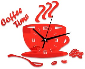 Nástěnné 3D hodiny - motiv šálek kávy Barva: Červená