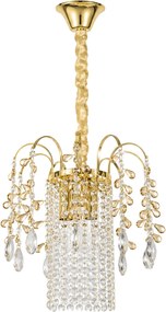Toolight Toolight, křišťálová závěsná lampa Ø30 cm, 3×E14, SWE090-CP, zlatá, OSW-30217