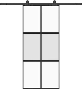 Posuvné dveře se sadou kování černé 90x205 cm Tvrzené sklo 3375884