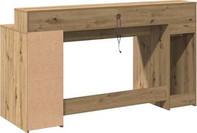 Psací stůl s LED dub artisan 160 x 55 x 91 cm kompozitní dřevo 3309437